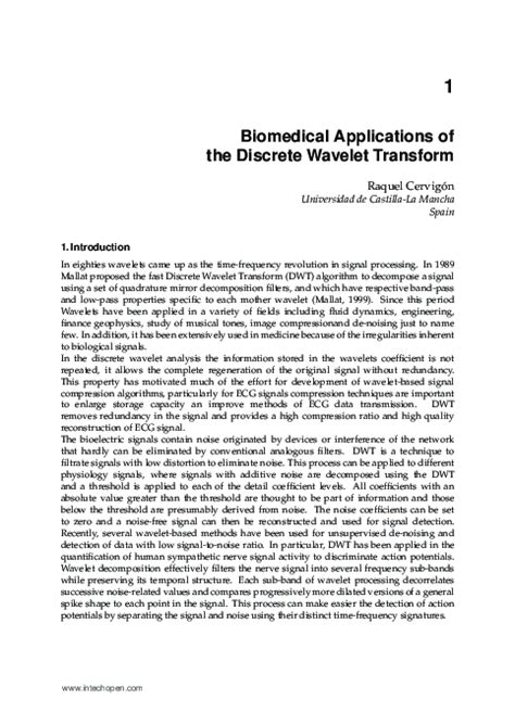 pdf 0 biomedical applications of the discrete wavelet transform