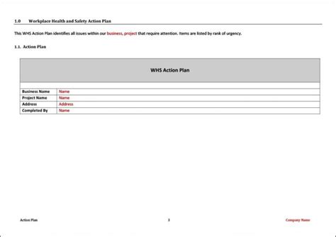 Whs Action Plan Template Create Your Whs Action Plan