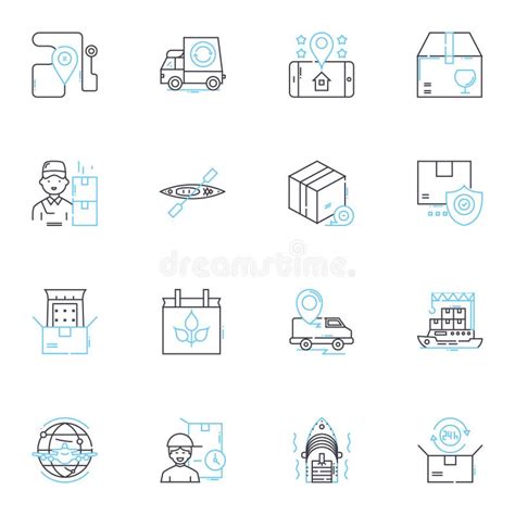 Goods Transport Linear Icons Set Delivery Trucking Logistics
