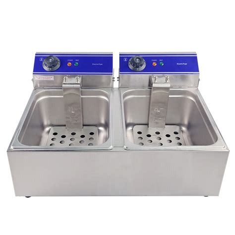 Stainless Steel Commercial Electric Deep Fryers Twin Fat Chip Fryer