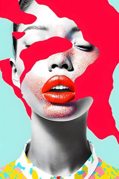 Premium Photo A Woman With Red Lipstick And A Blue Necklace