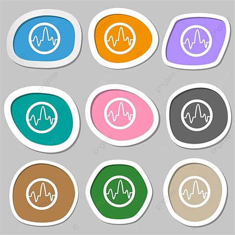 Pulse Icon Symbols Multicolored Paper Stickers Vector Love Curve