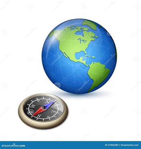 Brass Compass And Earth Stock Vector Illustration Of Orbit 37465280