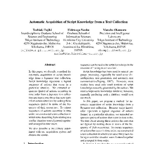Automatic Acquisition Of Script Knowledge From A Text Collection Acl