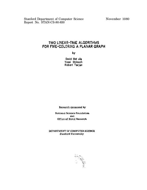 Pdf Two Linear Time Algorithms For Five Coloring A Planar Graph