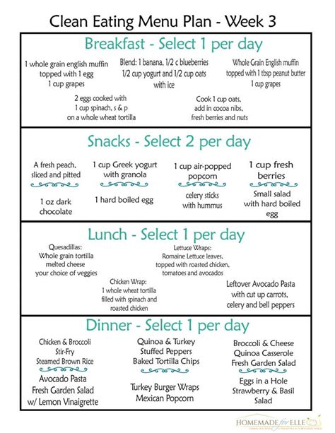 Clean Eating Meal Plan Here Is Week 3 Of Your Free Clean Eating Meal Plans Printable Menus And