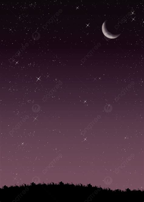 Background Gradien Malam Sederhana Bulan Sabit Langit Malam Yang