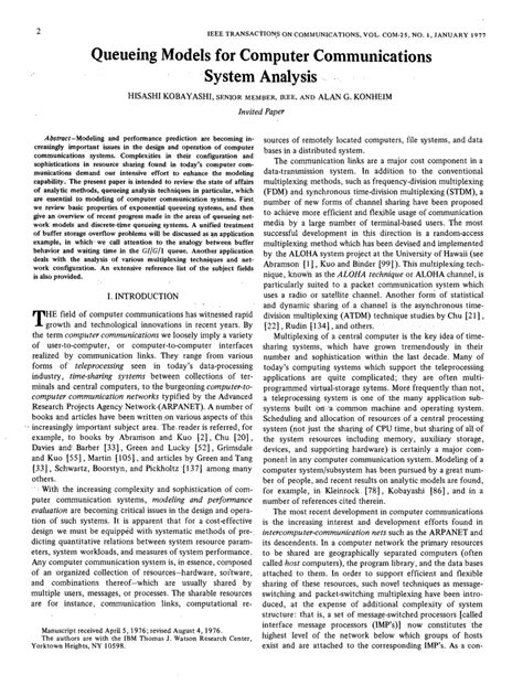 Pdf Queueing Models For Computer Communications System Analysis
