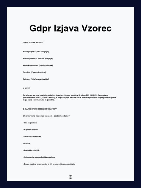 Gdpr Izjava Vzorec Gdpr Izjava Vzorec