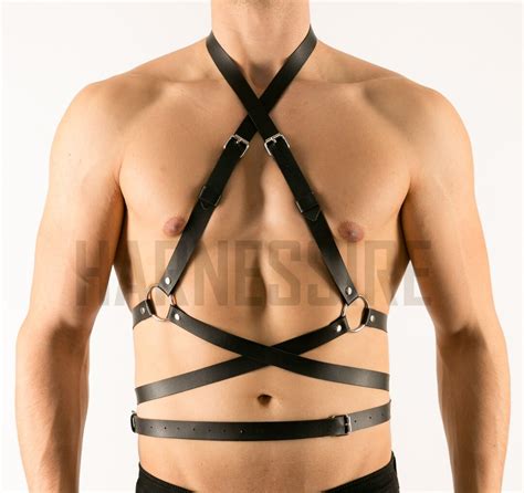 Mens Bondage Body Harness Mens Leather Chest Harness Mens Waist Belt