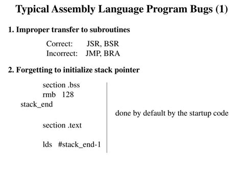 Ppt Common Assembly Language Program Bugs To Avoid Powerpoint Presentation Id3331921