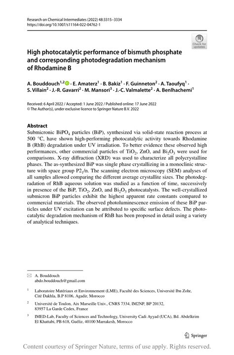 High Photocatalytic Performance Of Bismuth Phosphate And Corresponding