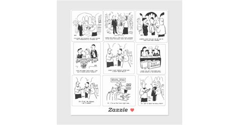 Set Of Nine Funny Wedding Cartoons Sticker Zazzle