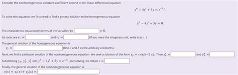 Solved Consider The Nonhomogeneous Constant Coefficient Chegg