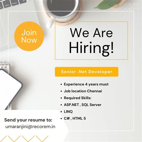 Uma Ranjini On Linkedin We Are Hiring Senior Net Developer Job