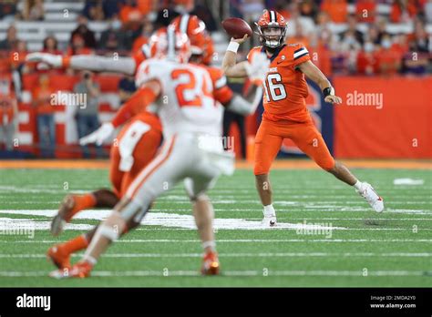Syracuse Quarterback Garrett Shrader 16 Attempts A Pass During The