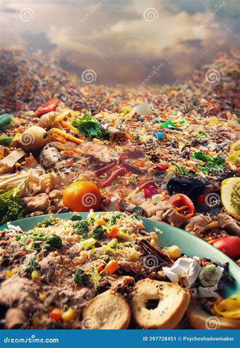 Food Waste Concept View To A Wasteland With Huge Heaps Of Garbage