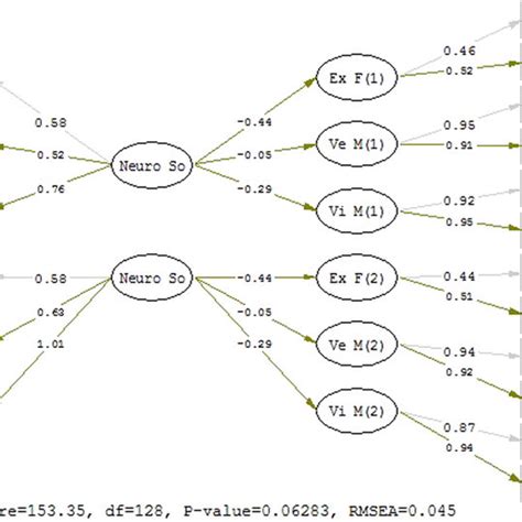 the structure model of test for latent mean invariance of measurement