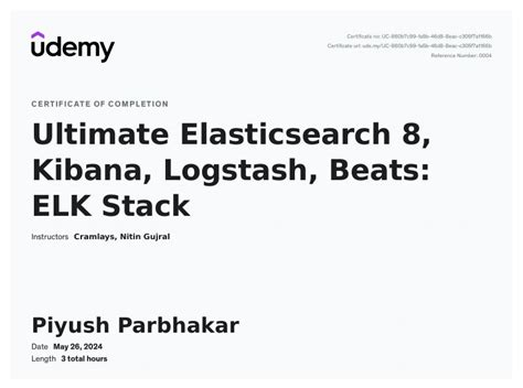 Piyush Parbhakar On Linkedin Recently Completed Course On Elk Stack By