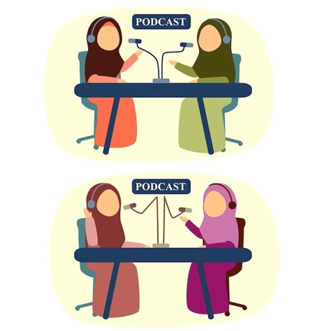 Premium Vector Muslim Woman Podcast Interview Illustration Flat Design