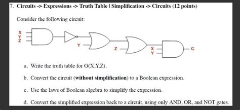Solved Circuits Expressions Truth Table I Chegg