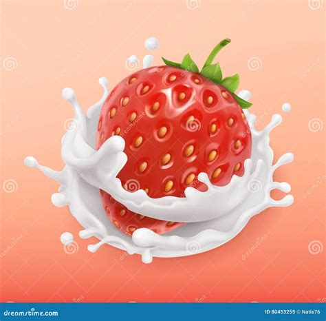 Strawberry Milk Splash Stock Illustrations 1943 Strawberry Milk