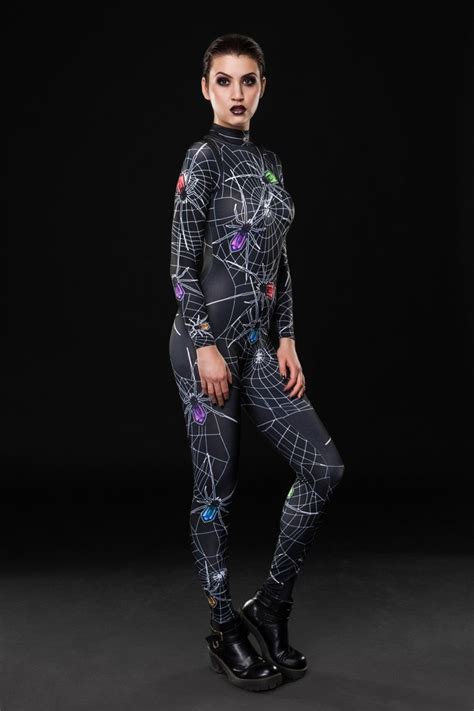 Spider Queen Halloween Costume Full Body Costume Black Catsuit