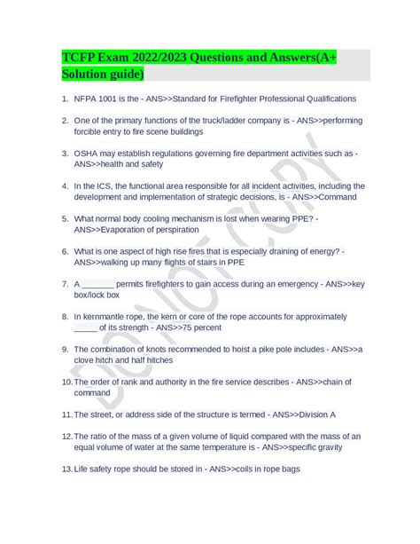 Tcfp Exam 2022 2023 Questions And Answers A Solution Guide Exams Botany And Agronomy Docsity