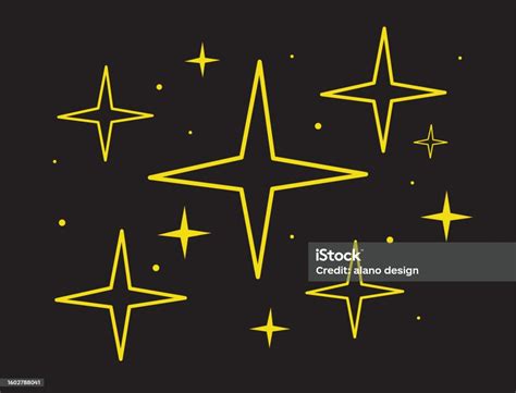 黒い背景に輝く星のアイコンきらめく星ベクターイラスト お祝いのベクターアート素材や画像を多数ご用意 お祝い きれいにする まぶしい