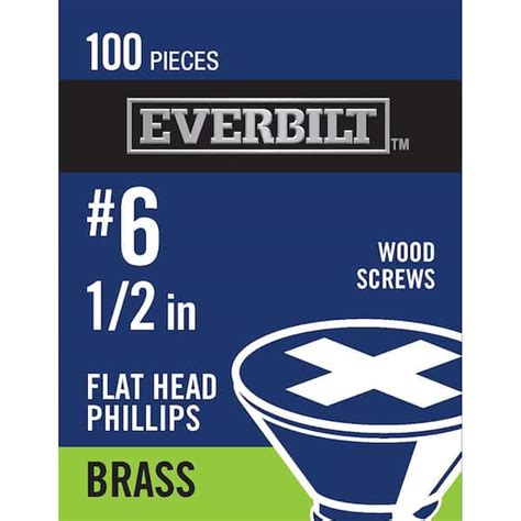 Everbilt 6 X 12 In Phillips Flat Head Brass Wood Screw 100 Pack