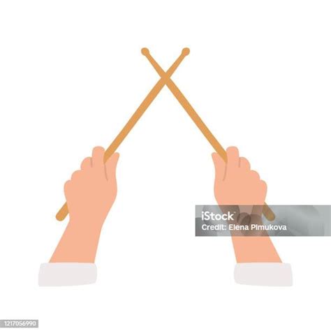 手拿著鼓棒交叉木鼓棒隔離在白色背景上頂部視圖向量光澤向量圖形及更多鼓圖片 鼓 鼓棍 手 Istock
