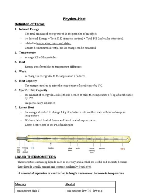 Physics Heat Definiton Of Terms 1 Internal Energy Pdf Heat