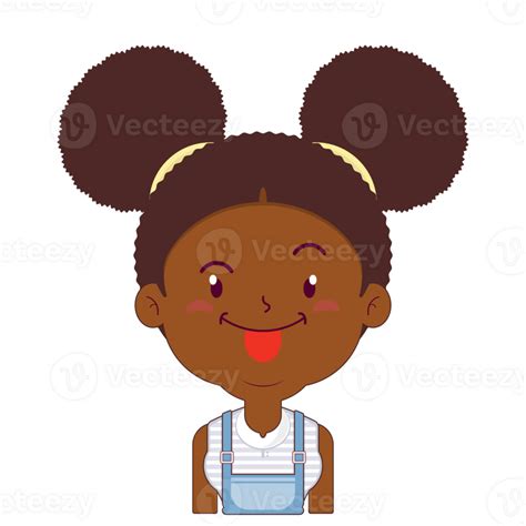 African American Girl Playful Face Cartoon Cute 23638709 Png