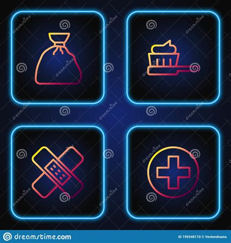 Set Line Cross Hospital Medical Crossed Bandage Plaster Garbage Bag
