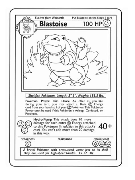 Blastoise Pokemon Card Coloring Page Download Print Or Color Online