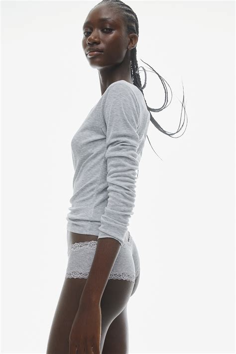 3 Pack Hipster Briefs Light Grey Marlwhite Ladies Handm Gb