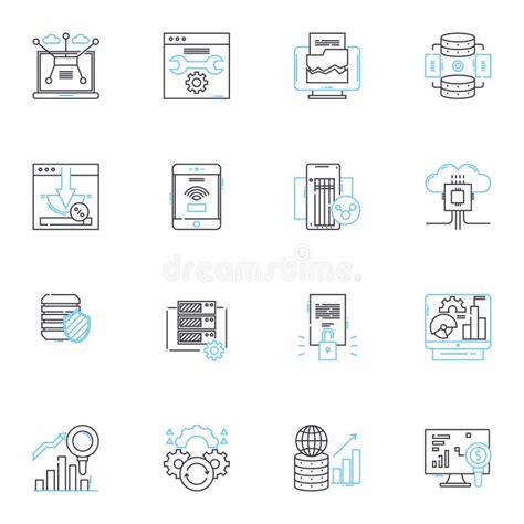 Social Research Linear Icons Set Sampling Analysis Survey Quantitative Qualitative Data