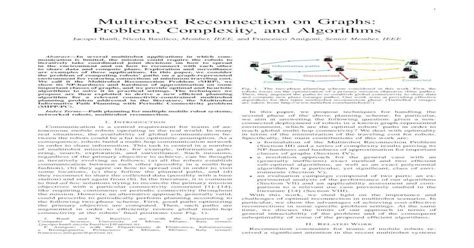 Pdf Multirobot Reconnection On Graphs Problem Complexity · 1 Multirobot Reconnection On