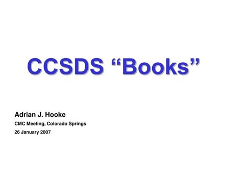 Ppt Ccsds “books” Powerpoint Presentation Free Download Id3377165