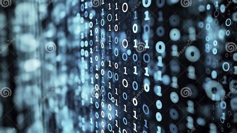 blue digital data stream flowing through cyberspace with binary code