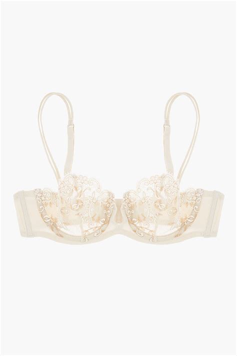 Lyst La Perla Ivory Lace And Mesh Agata Bra In Natural