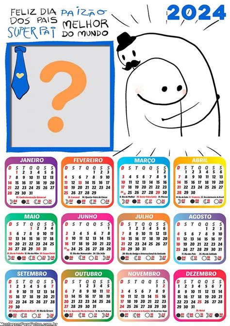 Calendário 2024 Super Pai Bentô Montar Grátis Foto Colagem De Foto