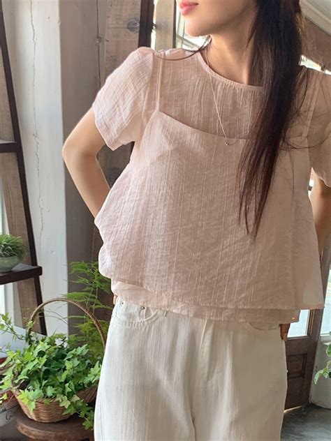 프렌치오브 🤍레이어드set 로브닝 봄 여름 오간자 레이어드 뷔스티에 반팔 블라우스3color 하객룩격식룩데이트룩소개팅룩