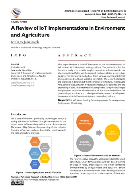Pdf A Review Of Iot Implementations In Environment And Agriculture