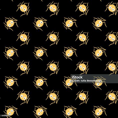 눈과 귀여운 작은 거미의 매끄러운 패턴 할로윈 벡터 배경과 텍스처 고립된 손으로 그린 일러스트레이션 0명에 대한 스톡 벡터 아트 및 기타 이미지 Istock