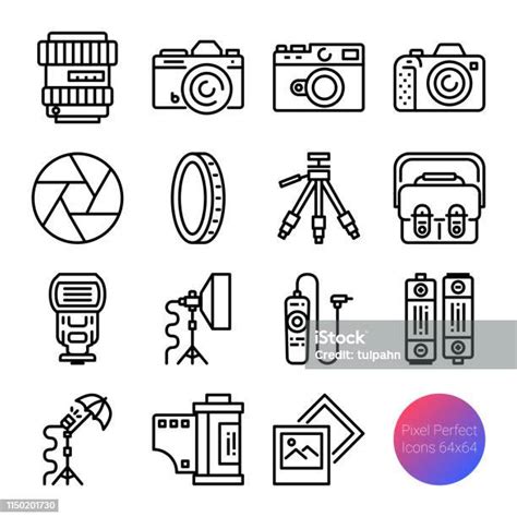 相機和設備輪廓圖示向量圖形及更多三腳架圖片 三腳架 傘 器材 Istock