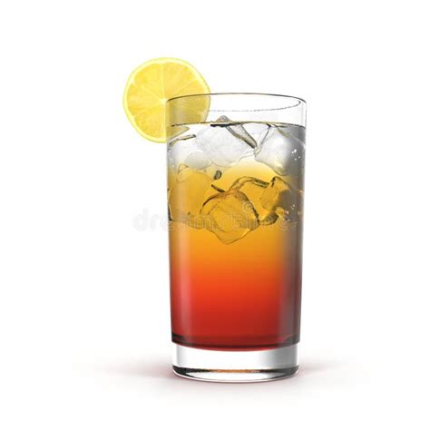 Glass Of Ice Tea With Lemon On White 3d Illustration Stock