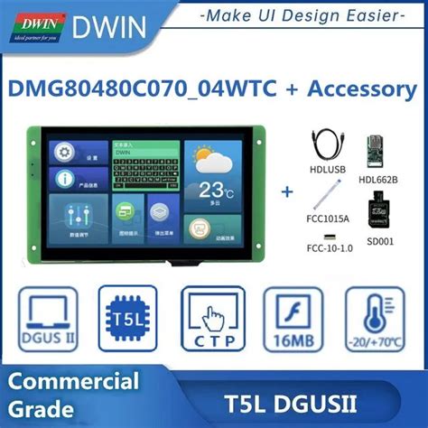 Dwin 7นิ้ว Lcd โมดูล800 480 Rs232 Ttl Hmi Commercial Touch Panel หน้า