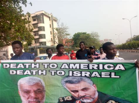 Iranian Generals Killing Shiites Protest In Abuja Burn Us Flag Photos