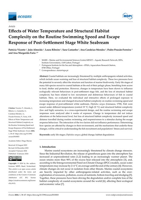 Pdf Effects Of Water Temperature And Structural Habitat Complexity On The Routine Swimming